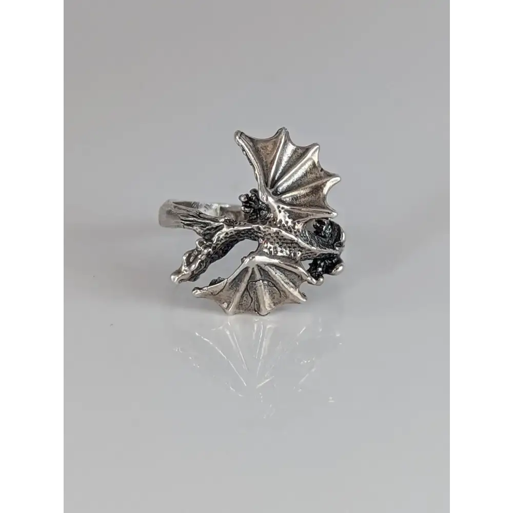 Silver Steed Fantasy Dragon Ring Equestrian Jewelry